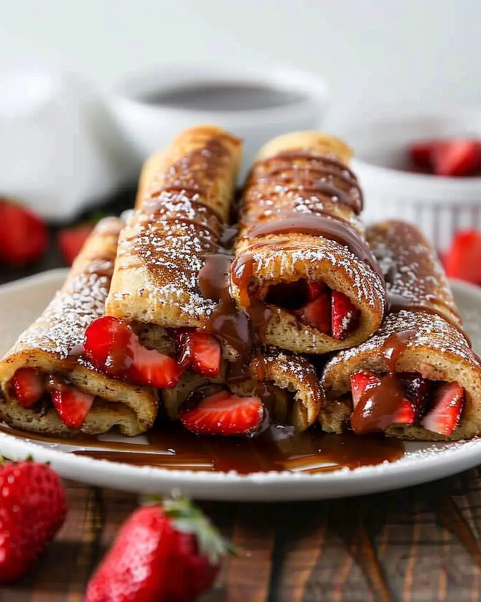 strawberry nutella french toast roll ups